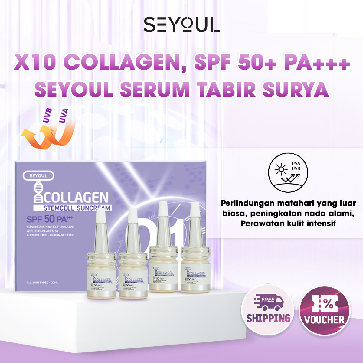 SEYOUL Serum Sun Screen SPF 50 PA+++ X10 Collagen – Seyoul Indonesia
